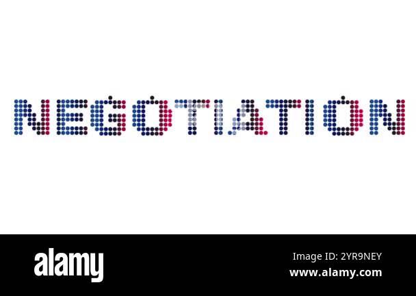 Animated Negotiation text and motion effect title with dots on white ...
