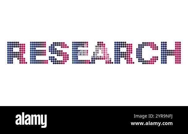 Animated Research text and motion effect title with dots on white ...