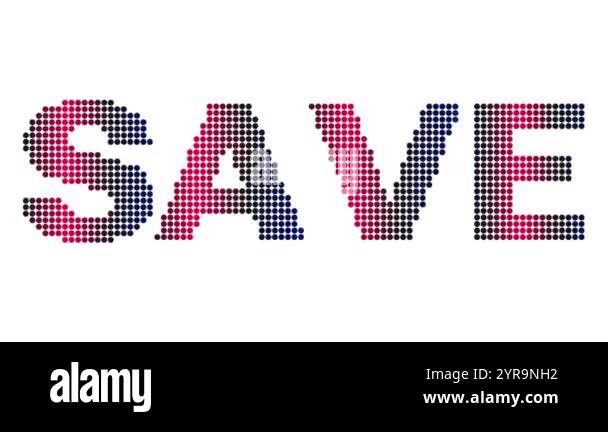 Animated Save text and motion effect title with dots on white ...
