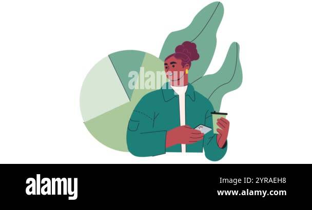 Woman with business activity. Moving banner with businesswoman near ...