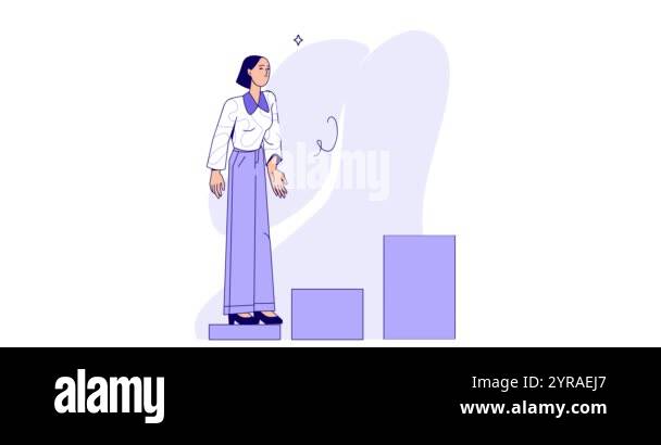 Business startup concept. Moving banner with woman at large chart ...