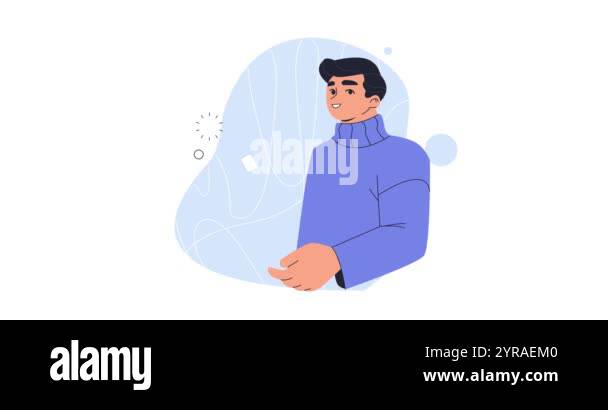 Remote work benefits. Moving banner with man with list of tasks. Guy ...