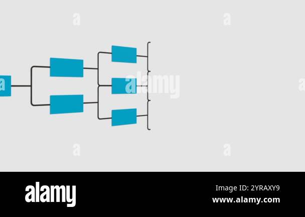 Flow chart, blue geometric shapes in process. Decision tree with connected lines. Business ...