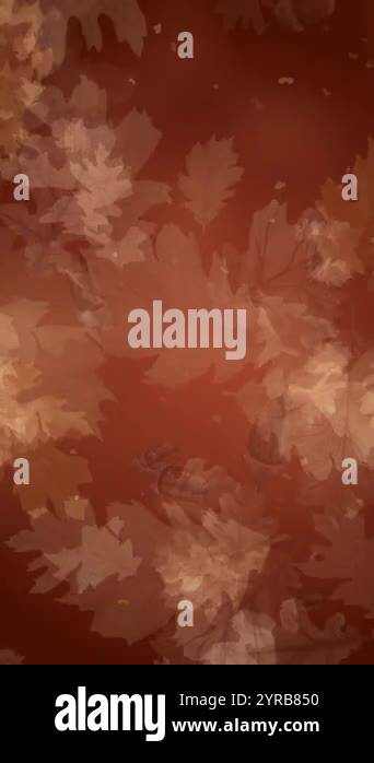 Autumn animate background design with watercolor brush texture. Oak botanical leaves and acorn ...