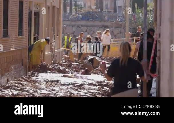 Video shows the aftermath of the flood in Valencia, Spain. Captured are ...