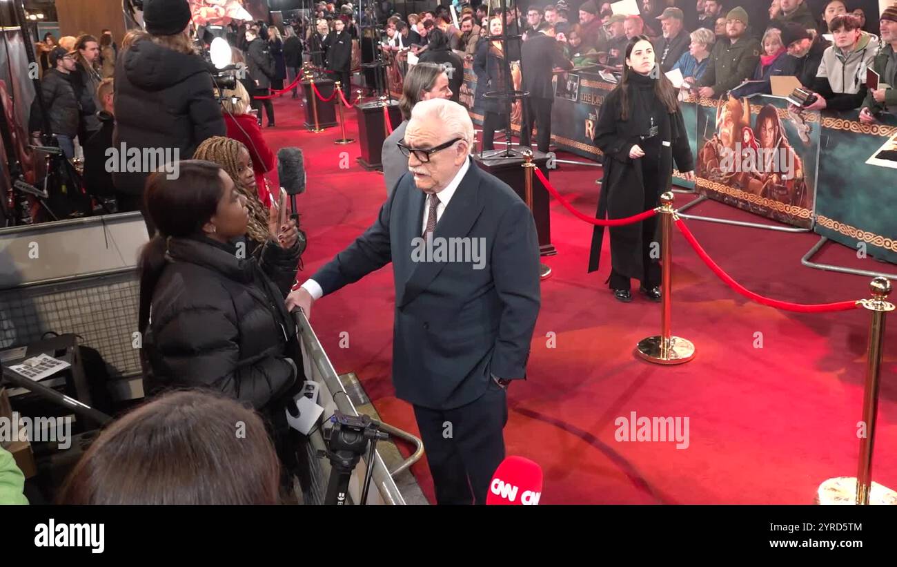 Brian Cox on the red carpet of Lord of the Rings: War of the Rohirrim ...