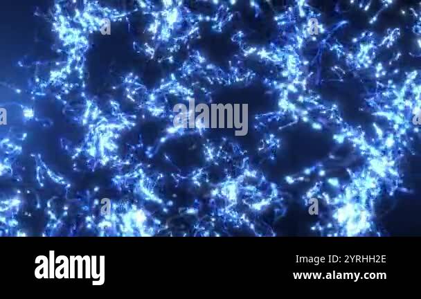 Abstract waves of particle shapes swirling with wave energy on a blue ...