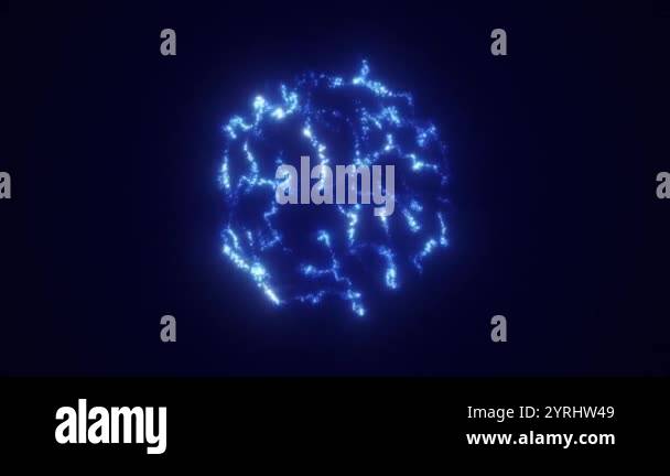 Neural background, flow glow particles, abstract technological sphere ...