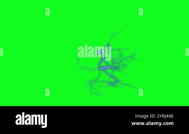 Electric lightning strikes effect on green screen background. 4K video ...