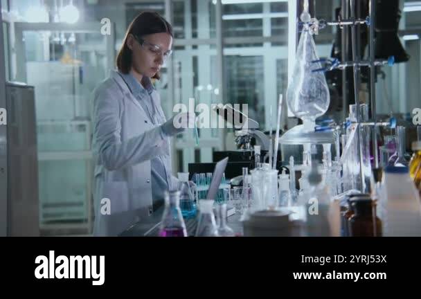 Medium full shot of two male and female undead laboratory workers in ...