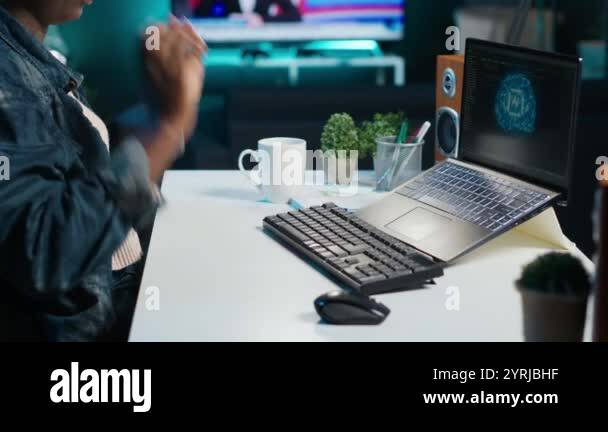 Data scientist using laptop, updating artificial intelligence machine ... Data scientist using laptop, updating artificial intelligence machine ...