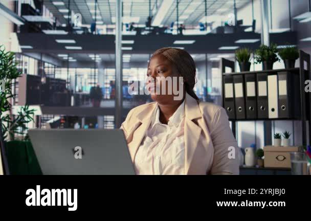 Ambitious CEO leader taking a break and relaxing in her own office ...