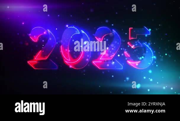 Magical 3d 2025 New Year wishing bg with sparkles light flares moving 4K. Happy New Year 2025 ...