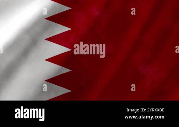 Bahrain flag waving background with real fabric texture Stock Video ...