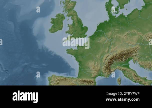 English Channel. Location diagram on a pale colored elevation map in ...
