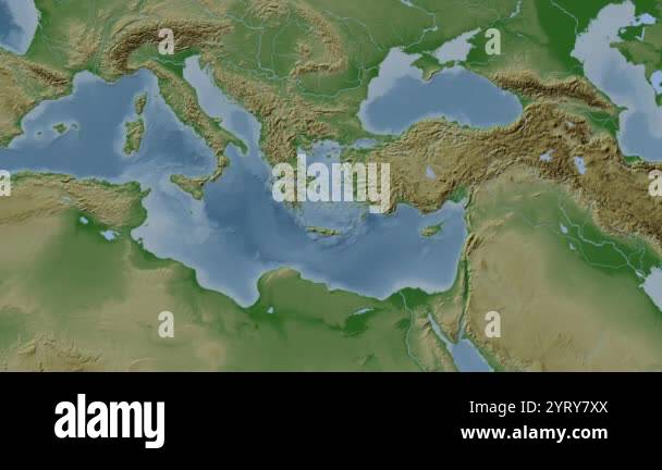 Aegean Sea. Location diagram on a pale colored elevation map in the ...