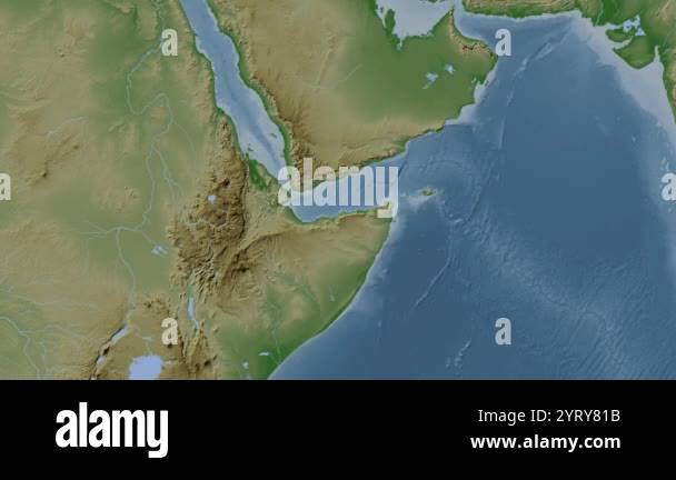Gulf of Aden. Location diagram on a pale colored elevation map in the ...