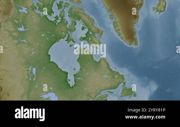 Hudson Strait. Location diagram on a pale colored elevation map in the Patterson Cylindrical ...