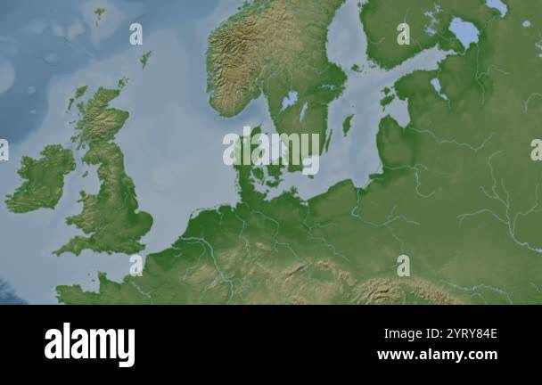 Kattegat. Location diagram on a pale colored elevation map in the ...