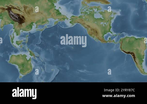North Pacific Ocean. Location diagram on a pale colored elevation map ...