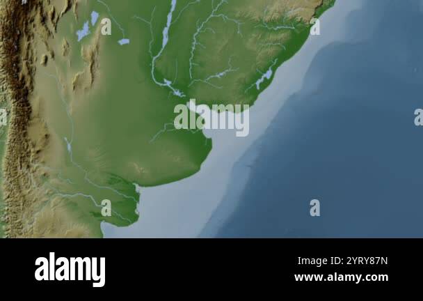 Rio de La Plata. Location diagram on a pale colored elevation map in ...