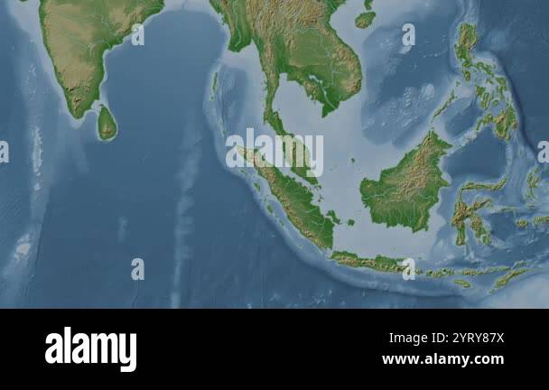 Malacca Strait. Location diagram on a pale colored elevation map in the ...