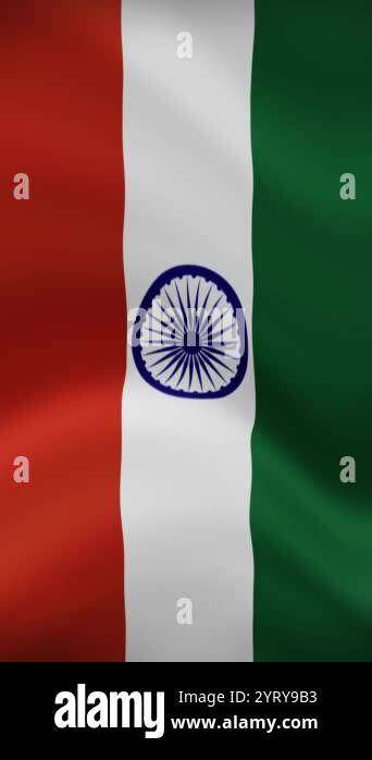 India Waving Flag in Vertical Orientation. Realistic Flag Animation ...