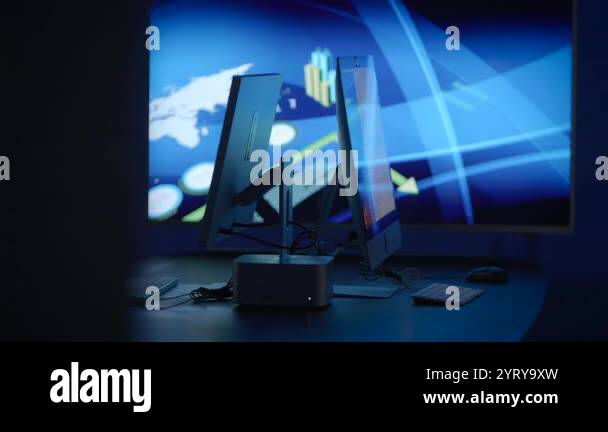 A sleek and modern computer setup that showcases global connectivity ...