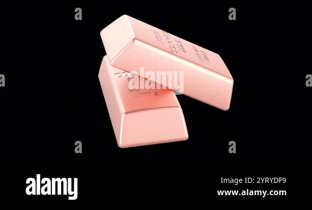 Copper Bars, copper ingots rotation animation, seamlessly loopable. 3D ...