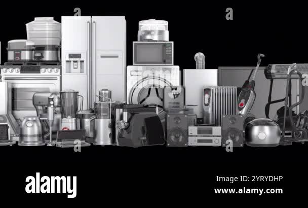Household appliances animation, seamlessly loopable. 3D rendering ...
