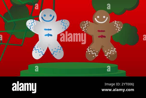 Mockup product display with Gingerbread Man Christmas Cookie. Animation ...