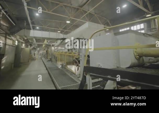 Conveyor belts of enterprise for multilayer cardboard production. Steam ...