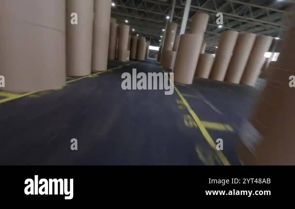 ALMATY, KAZAKHSTAN - SEPTEMBER 24 2024: Cardboard factory arrange paper ...