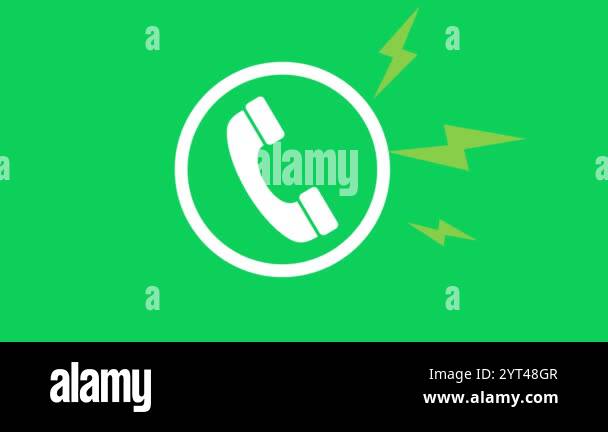 Incoming telephone call icon Animation on green screen chroma key and ...