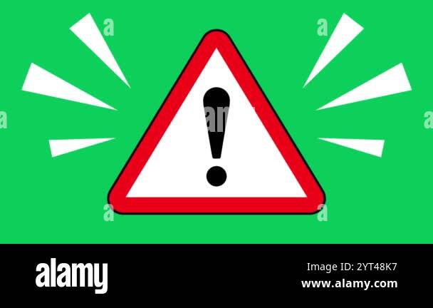 warning sign on chroma key green screen background Stock Video Footage ...