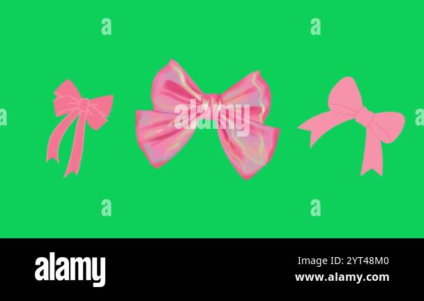 Ribbon and bow icon 4K animation with green screen background.3d ...