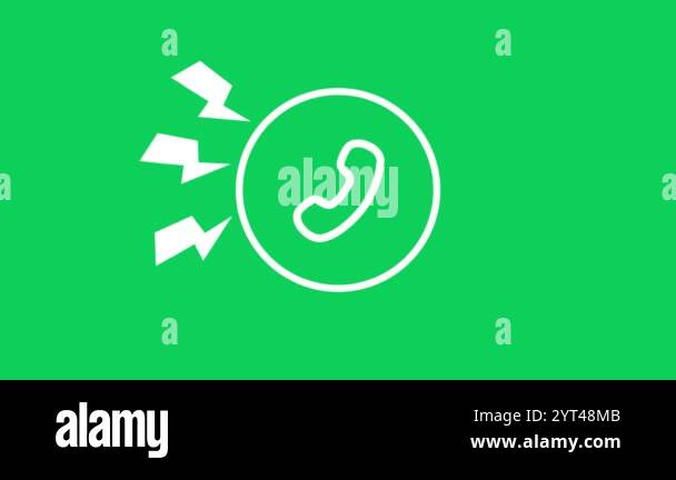 Incoming telephone call icon Animation on green screen chroma key and ...