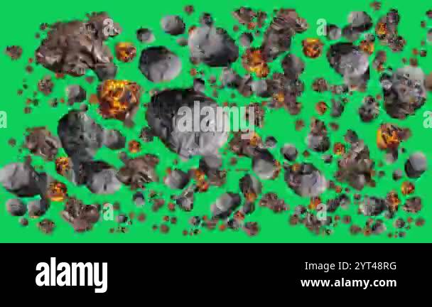 Animation video loop asteroid moving on green screen background Stock ...