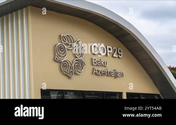 Baku, Azerbaijan - 14 Oct 2024: Cop29 logo and signage on the ...
