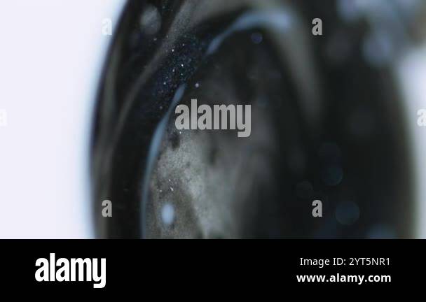 Sparkling ink bubble. Glitter blob. Defocused black white shimmering ...