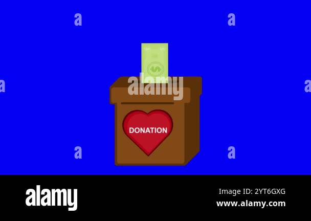 video animation dollar bill and donation box illustration concept, on a ...
