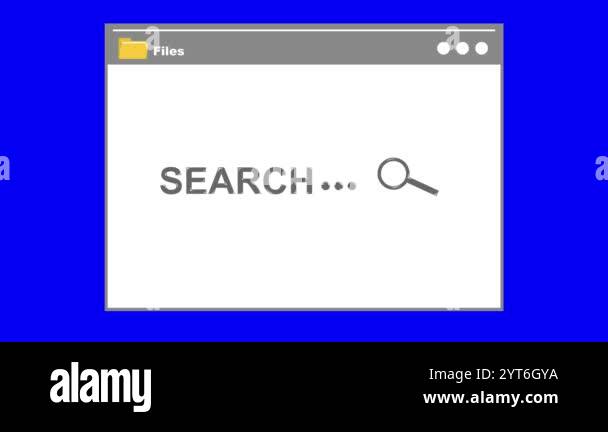 video animation icon magnifying glass searching file explorer system, on a blue chroma key ...