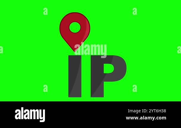 video animation text and symbol ip connection, on a green chroma key ...