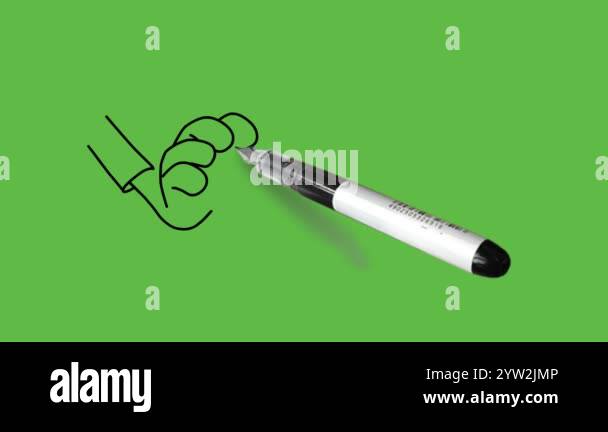 draw close view of human hands with folded fingers like push position ...