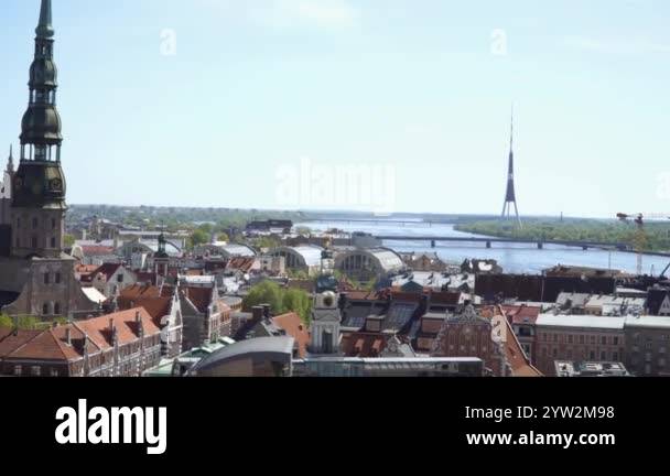 Riga, Latvia - May 2, 2024. Aerial view of the Latvian capital's ...