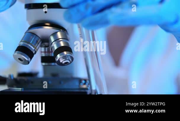 Scientist cotton swab in test tube dna analysis. Study of biological ...