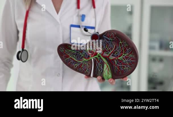 Anatomical model of human liver showing vascular structures in clinical ...