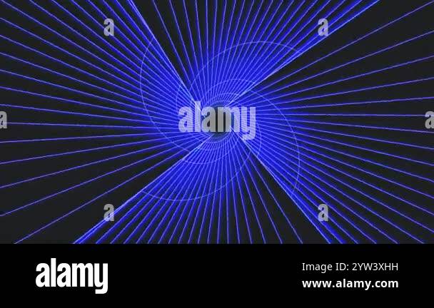 The glow of blue lines and spirals in a dark space with a hypnotic ...