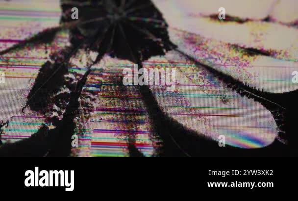 Matrix glitch. Grunge screen. Broken glass texture overlay with hole ...