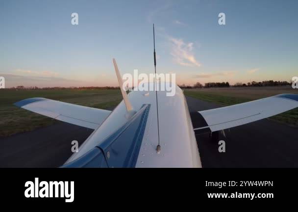 A small general aviation aircraft, its pre-takeoff checklist complete ...